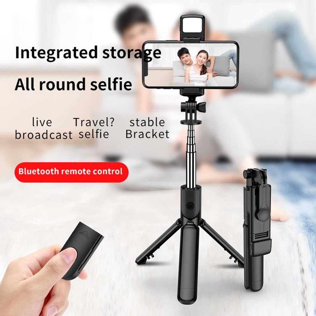 4 In 1 Tripod Phone Stand Holder Selfie Stick With Light Tripod Monopod ...