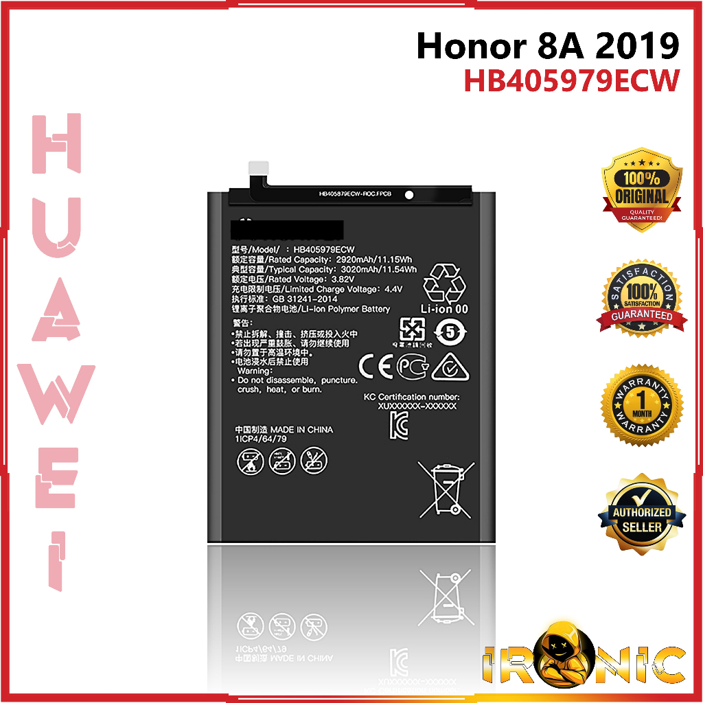 Huawei Honor 8A 2019 Battery Model HB405979ECW Original Equipment ...