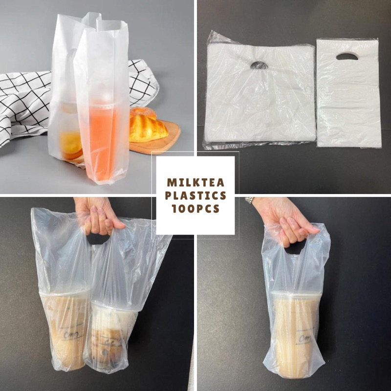 100pcs Milk Tea Coffee Take out Plastic Bags | Shopee Philippines