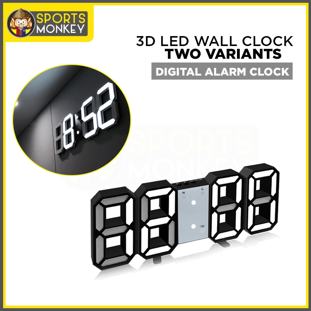 3D LED Digital Wall Clock Digital Desk Clock with Alarm Clock | Shopee ...