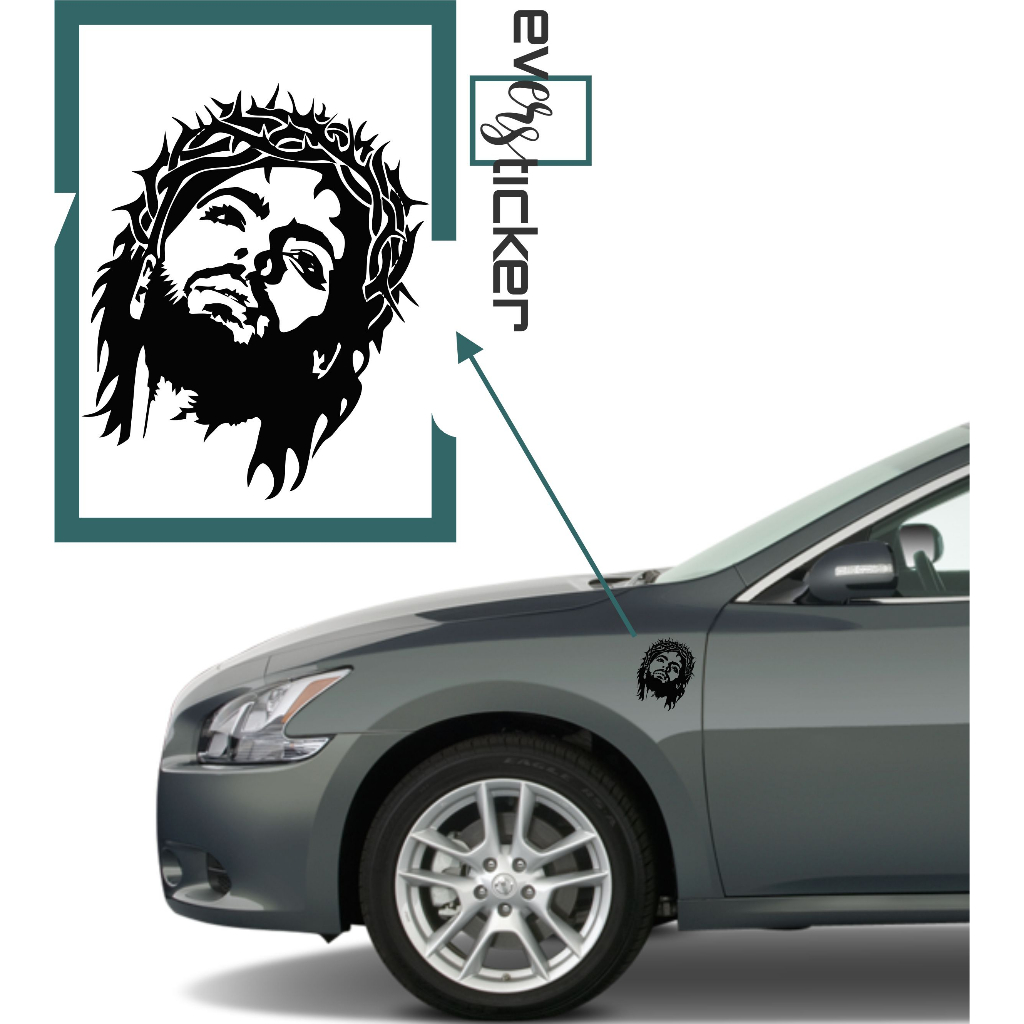 Jesus Face sticker for car, motor, laptop, guitar, and other surfaces ...