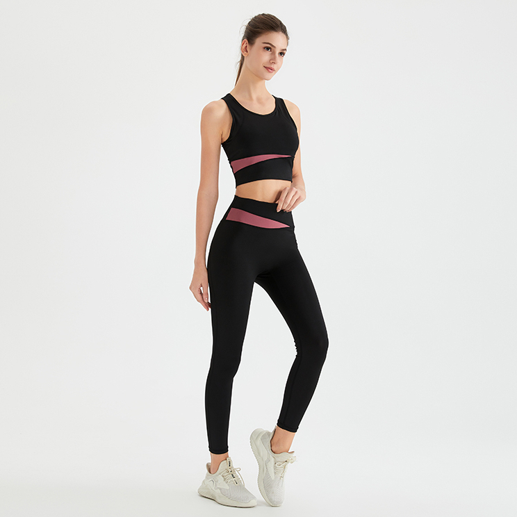 Lady's compression tights workout sports sets, bra and high waist ...