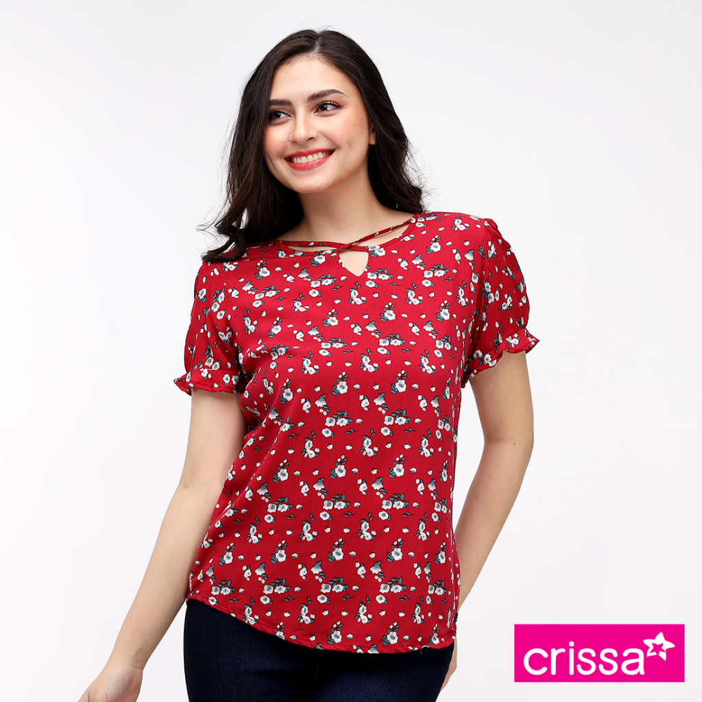 Crissa Woven Printed Rayon Short Sleeves Blouse CSLT18-0006 | Shopee ...