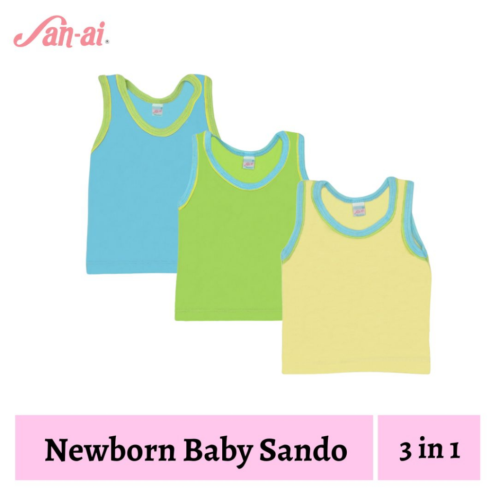 San-ai Infant Newborn Baby Boy Colored Sando 3 in 1 (0-3 months ...