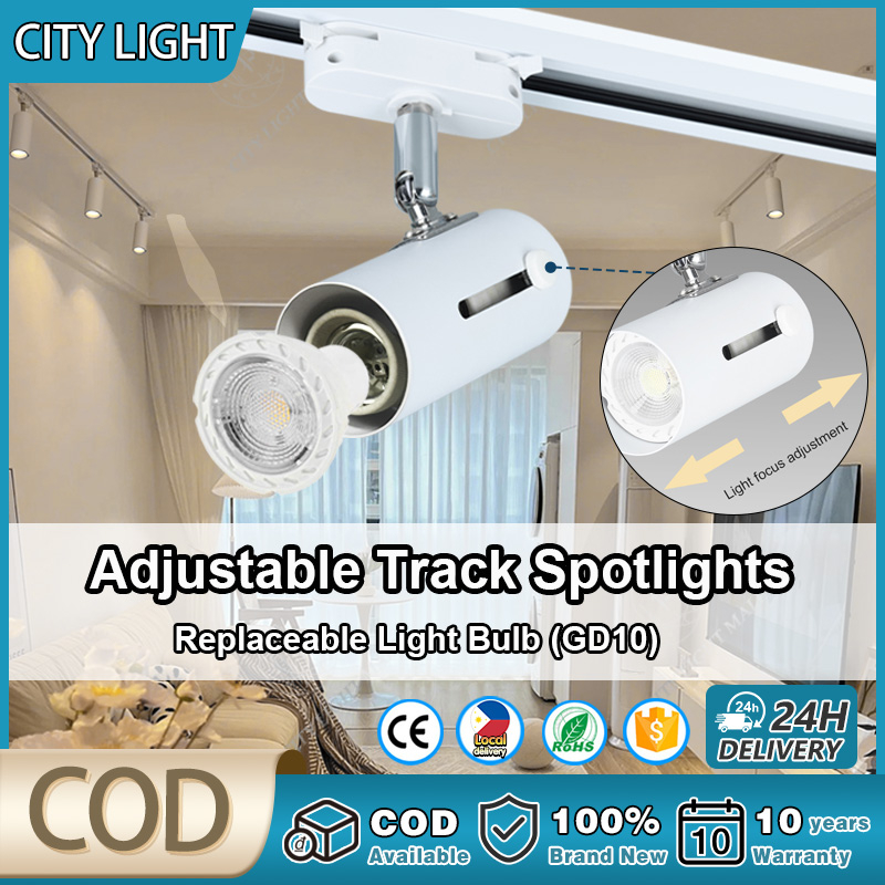 【Replaceable Bulb】CLMall Track Light Whole Set Cob Spotlight Tricolor ...