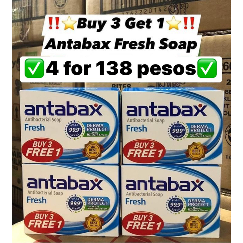 Antabax Antibacterial Fresh Derma Protect Bar Soap 4 Bars 75g | Shopee ...