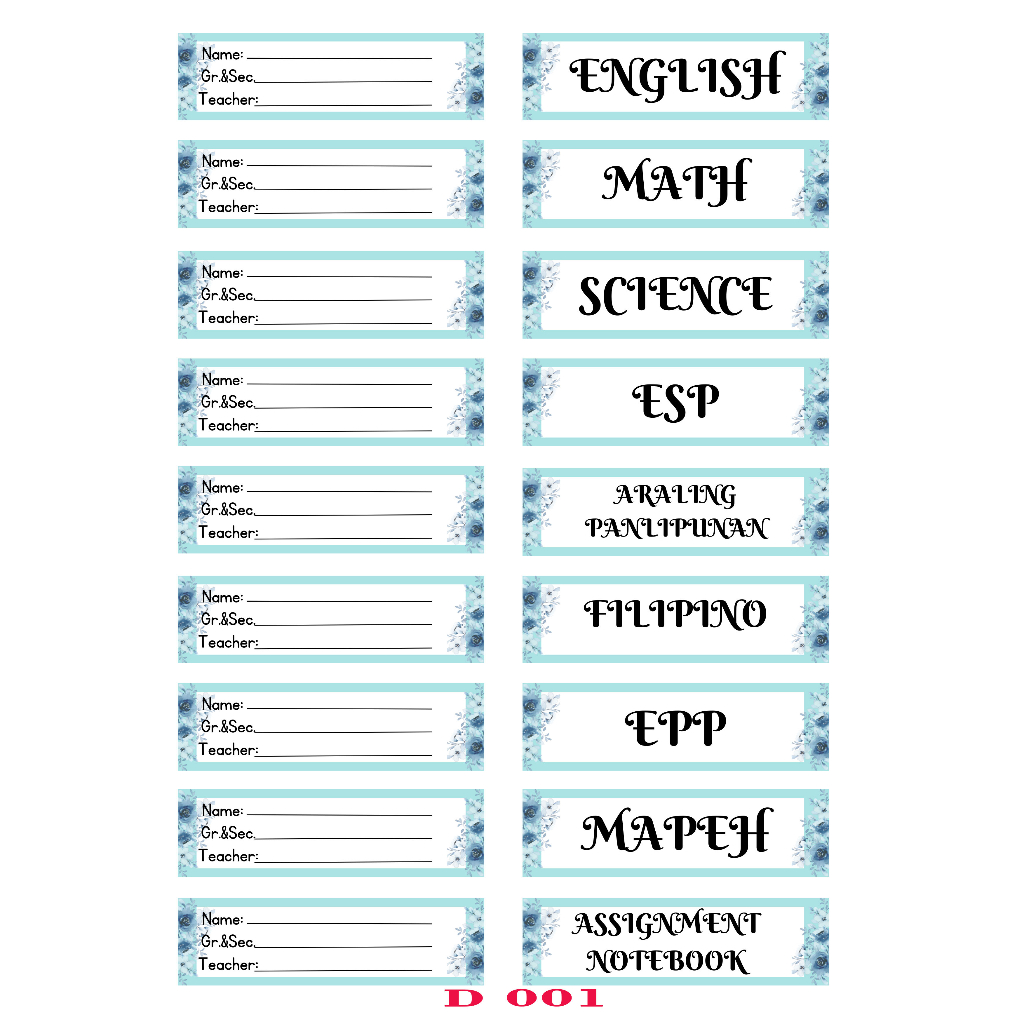 NAME/SUBJECT STICKER | Shopee Philippines