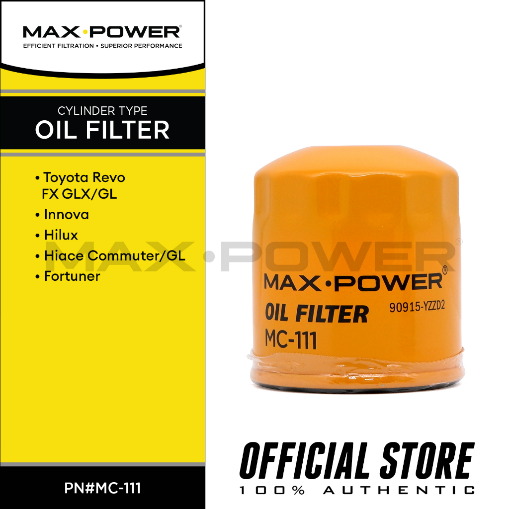 MAX Power Oil Filter MC-111 for Toyota Revo, Fortuner, Hiace, Hilux ...