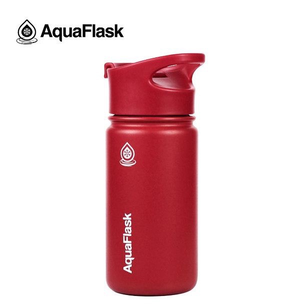 Aquaflask (14oz) Wide Mouth with CHERRY RED Vacuum Insulated Stainless ...
