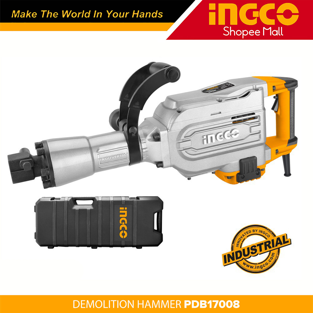 INGCO 1700W Concrete Percussion Demolition Jack Hammer Breaker Chipping ...
