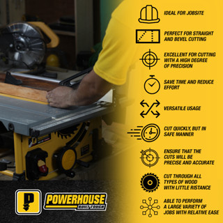 POWERHOUSE Cutting Portable Table Saw Machine for wood 8" 1700W Heavy ...