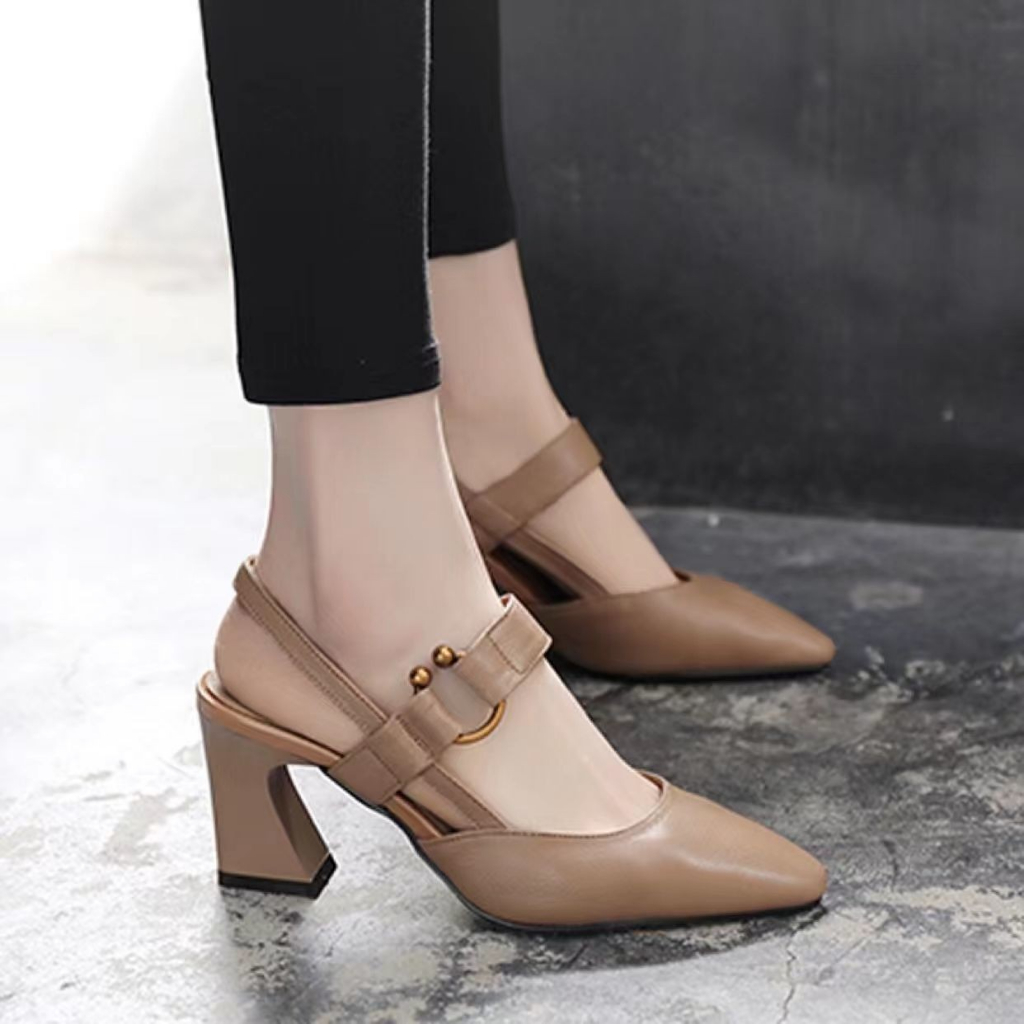 New Pointed Women's High Heel Sandals Fashion Formal block Heel Sandals ...