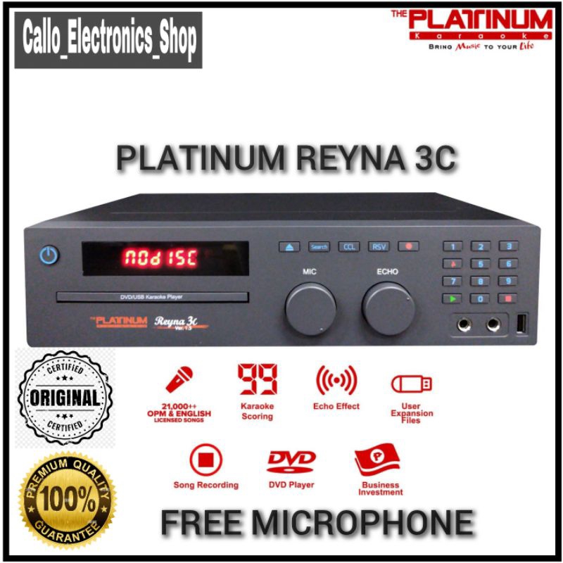 Platinum Reyna 3c Professional Karaoke Player with 21,000++songs OPM and English/free wired Mic ...