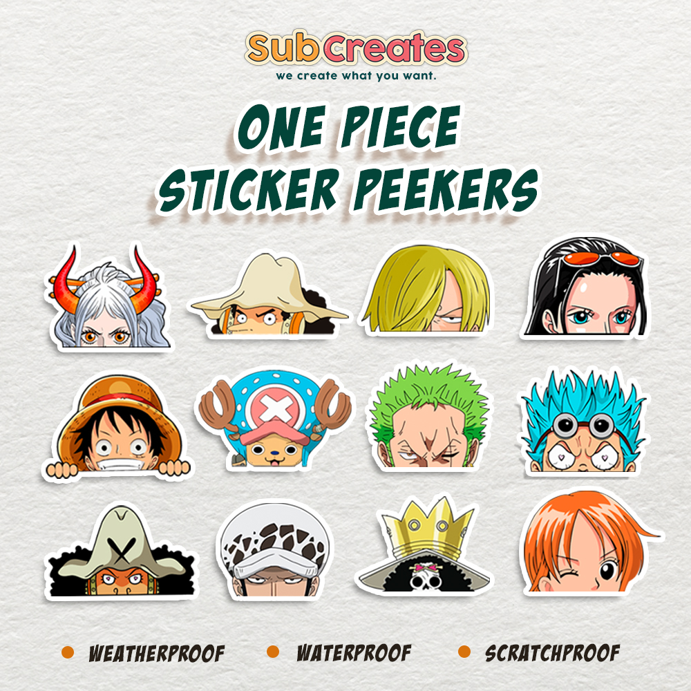 One Piece Characters Peekers - Vinyl Sticker Waterproof (by SubCreates ...