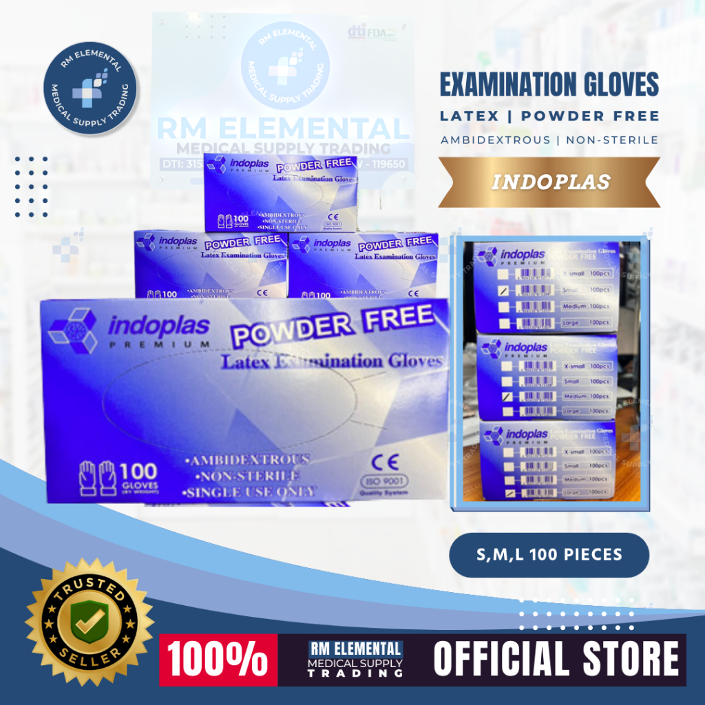 Latex Examination Gloves INDOPLAS powder free 100s | Shopee Philippines