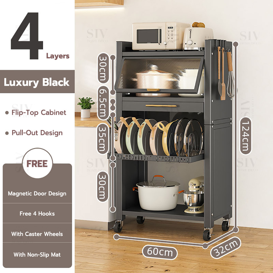 Siv 3-6 Layer Kitchen Cabinet Storage Organizer Rack Shelf With Pull ...