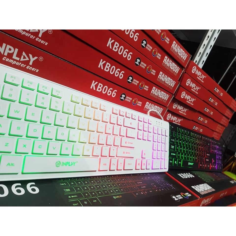 INPLAY Kb066 Usb Wired Rgb Smooth Touch Silent Keyboard Black White For ...