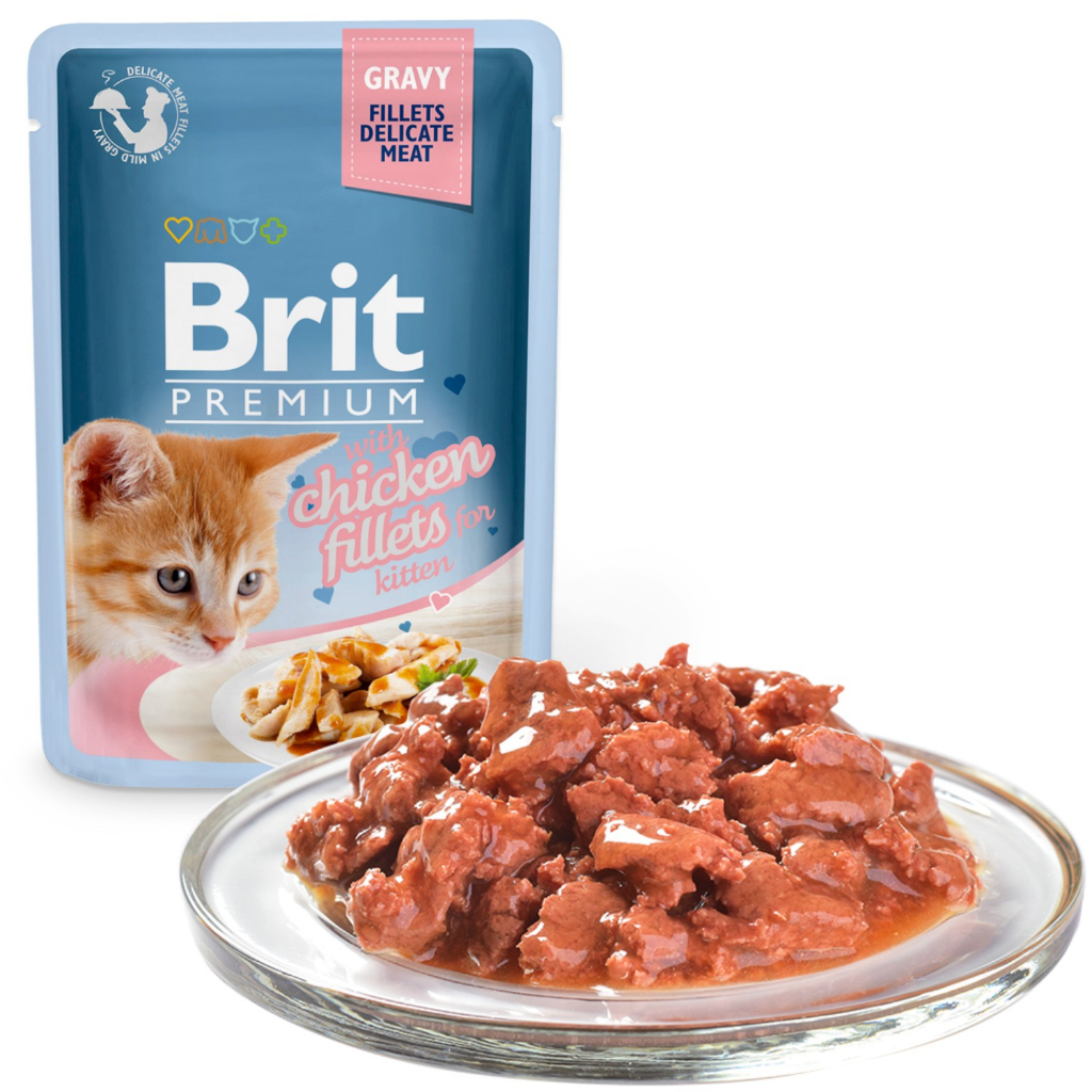 Brit Premium Wet Cat Food Adult/Kitten in 85g, 100g Pouch Jelly/Gravy ...