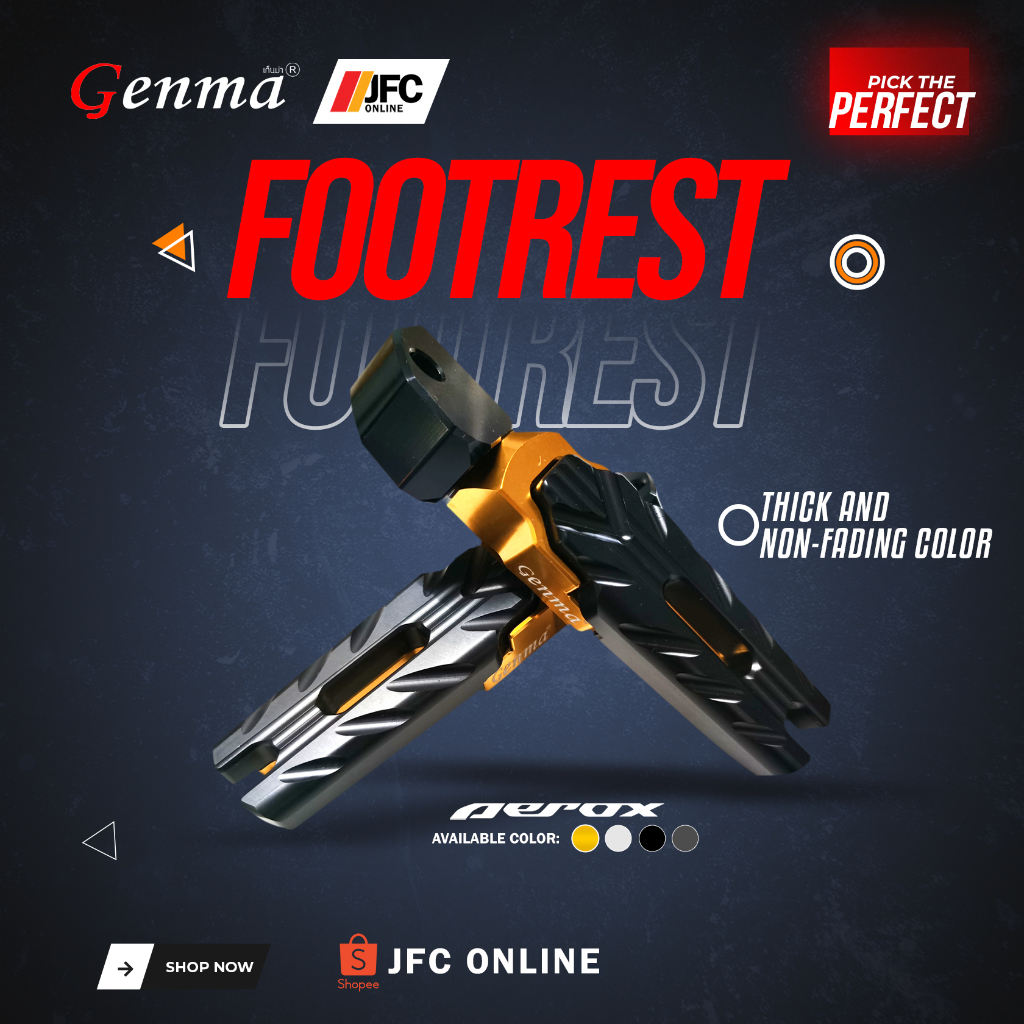 Genma Footpeg / Footrest Full Alloy anti-fade color for Yamaha Aerox V2 ...
