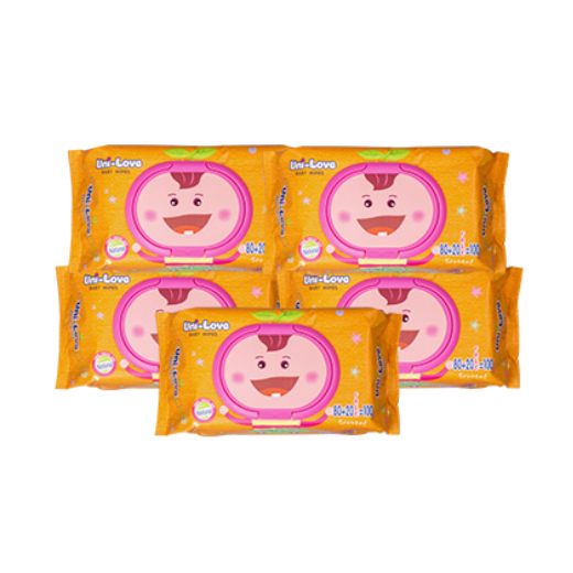 UniLove Baby Wipes with Aloe Vera & Vitamin E, 100 Sheets per Pack, 5 ...