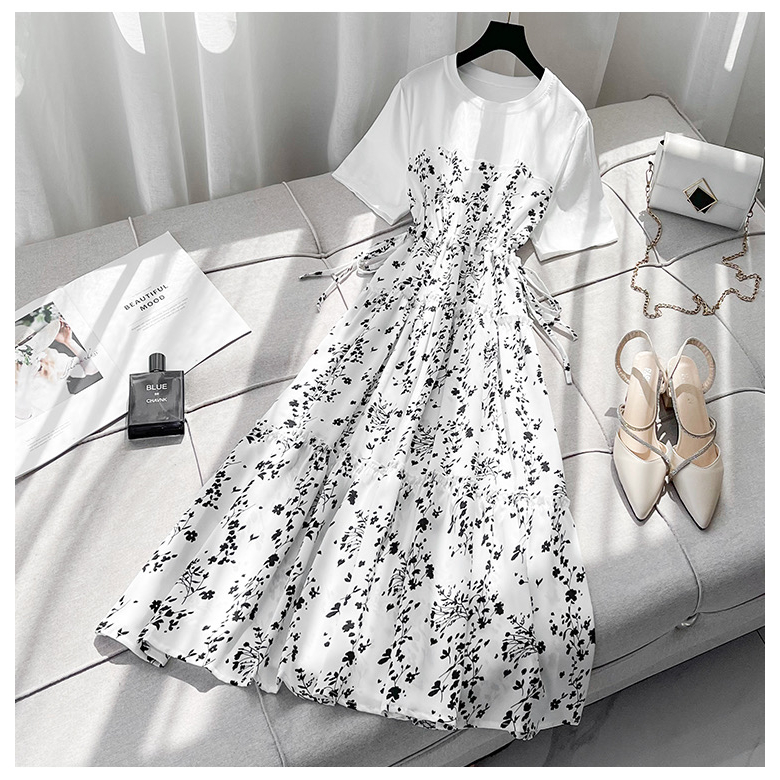 Korean Fashion Outfit Elegant Floral Maxi Dress With Slit Feminine ...