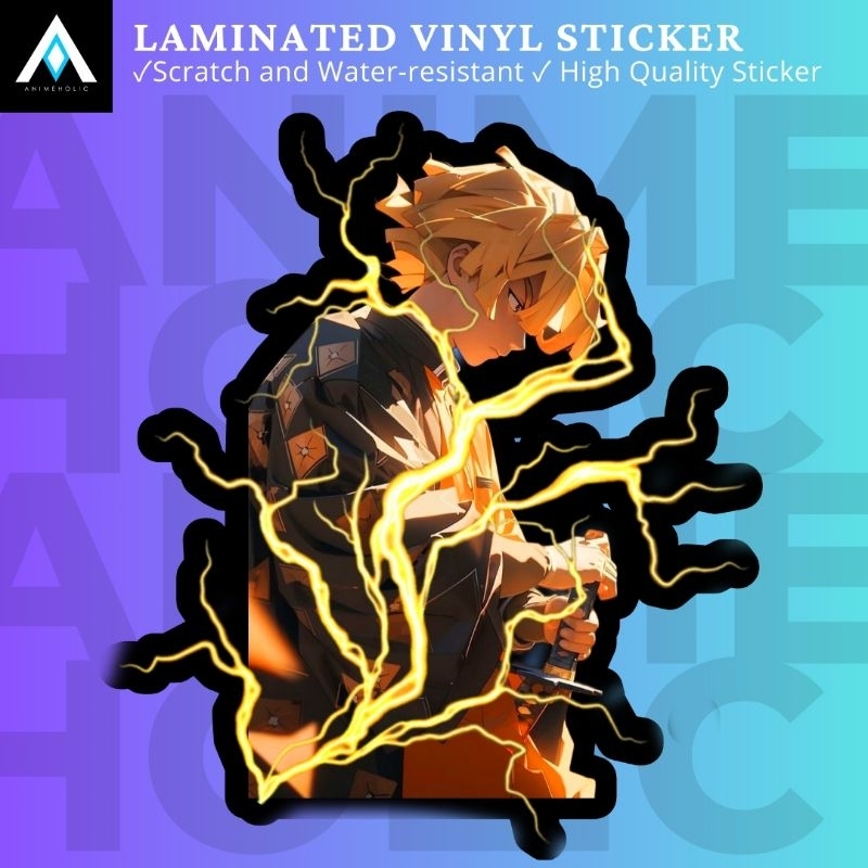 ANIMEHOLIC| 5 INCHES DEMON SLAYER ZENITSU AGATSUMA ANIME STICKERS ...