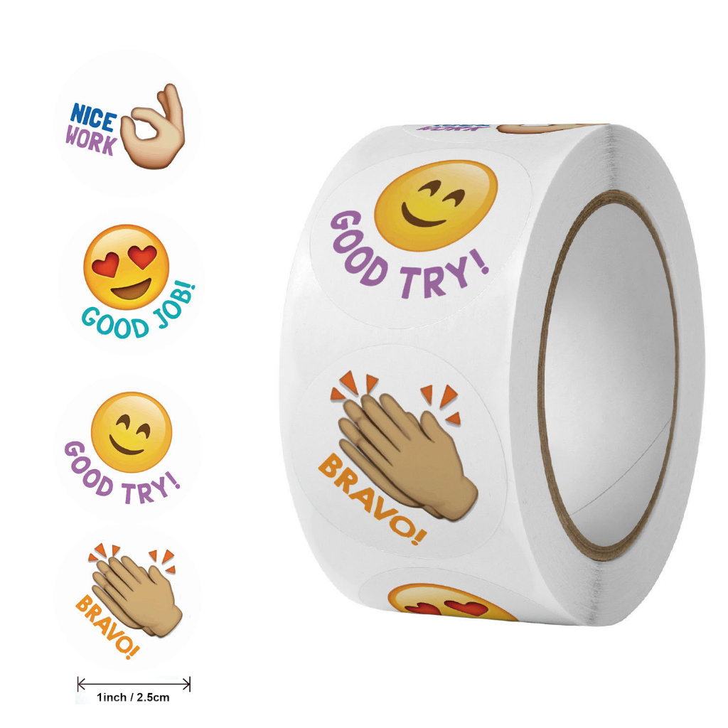 500pcs/roll round shape emoticon toys smiley face stickers teacher ...