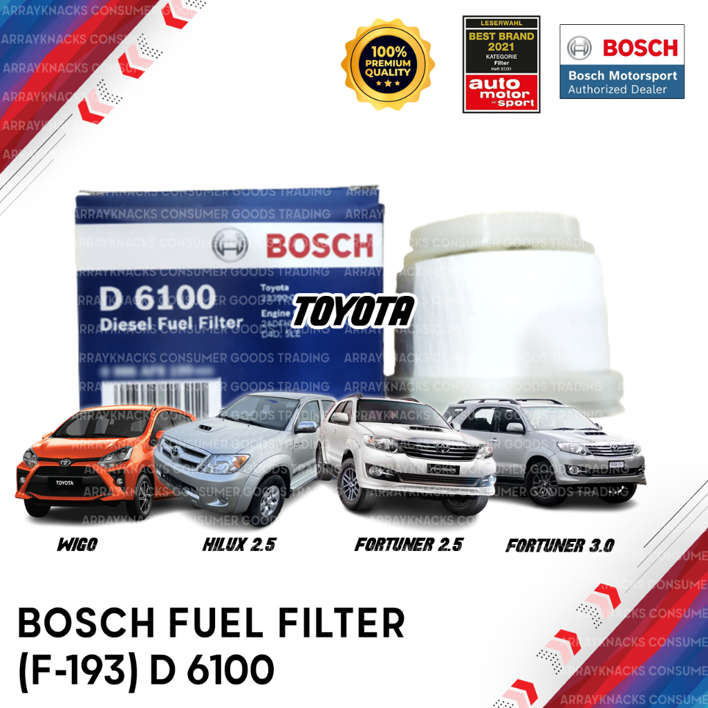 Bosch Fuel Filter AF6-100 (F-193) for Toyota Fortuner/Hilux/Wigo ...