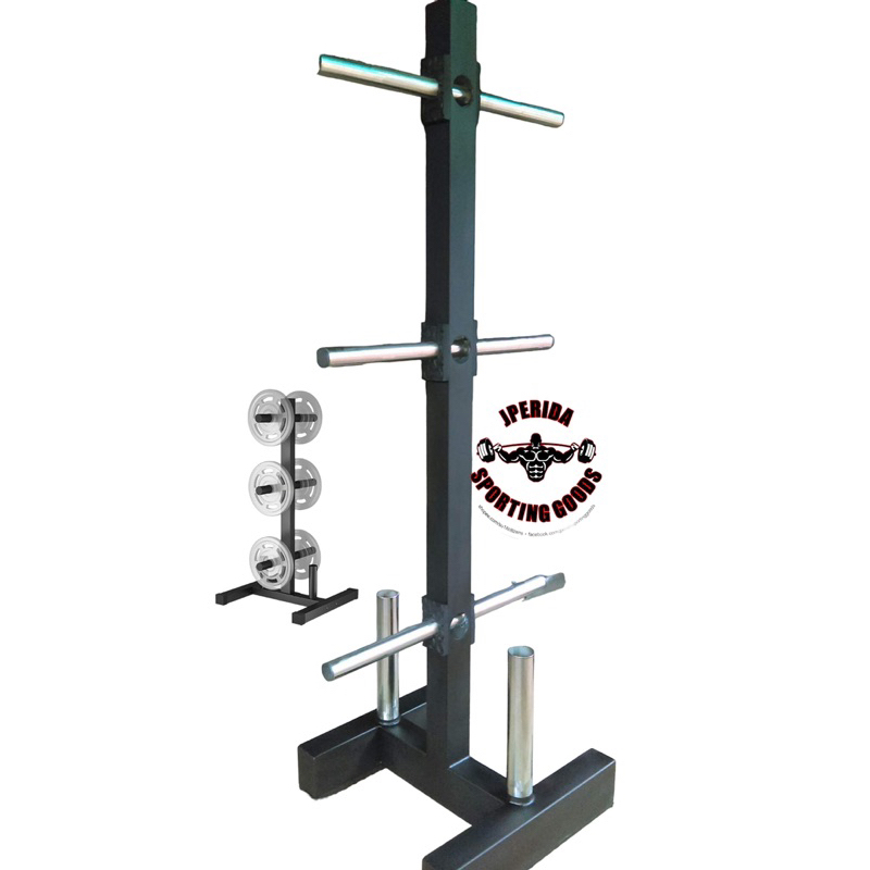 Barbell Dumbbell plate rack / metal stand gym organizer Heavy duty bar ...