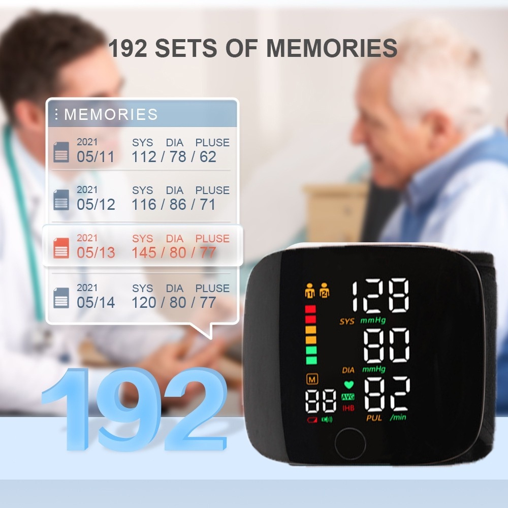 Rechargable Portable Digital Blood Pressure Monitor Wrist High Blood Pressure BP Usb Charging ...