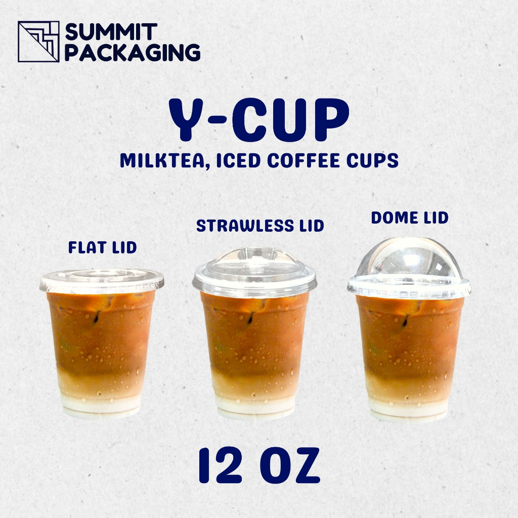 [100pcs] Y-CUP Plastic PP Milk Tea Cup 12oz / 16oz / 22oz( Flat Lid ...