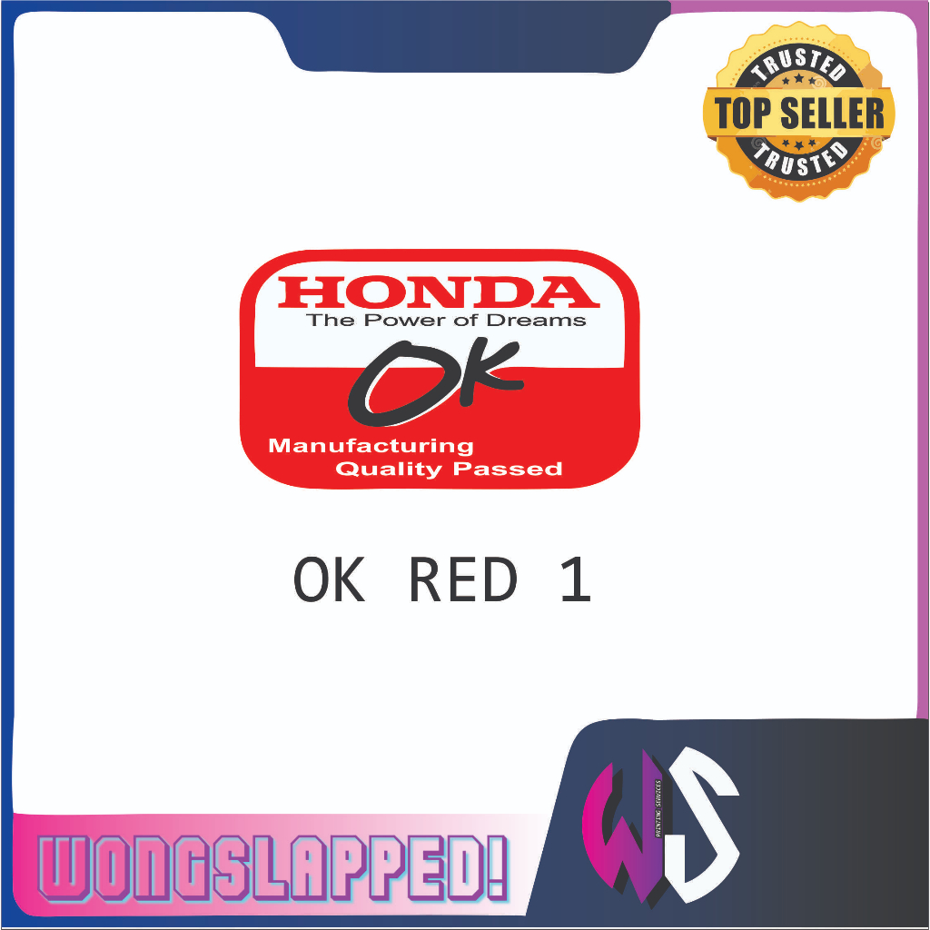 HONDA OK STICKERS ORIGINAL SIZE HIGH QUALITY WATERPROOF NON FADE VINYL ...