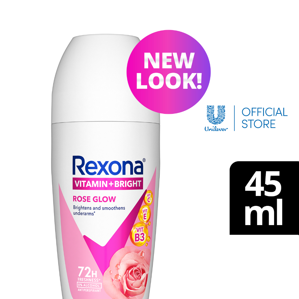 [BUNDLE OF 2] Rexona Vitamin + Bright Roll On Deodorant Rose Glow 45ml ...