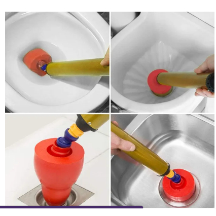 Air Pump Plunger Toilet Sink Drain Pipe Clog Cleaner Remover Inflator ...