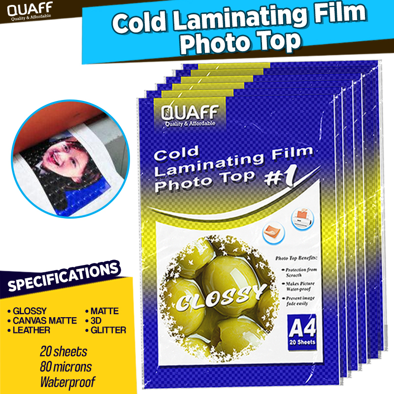 QUAFF Photo Top Cold Laminating Film A4 Size (20 sheets per pack ...