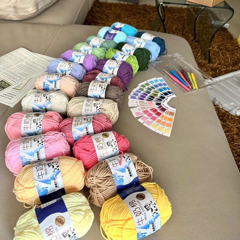 MONOCHROMATIC Milk Cotton Yarn Sets 5ply 50grams Premium Quality ...