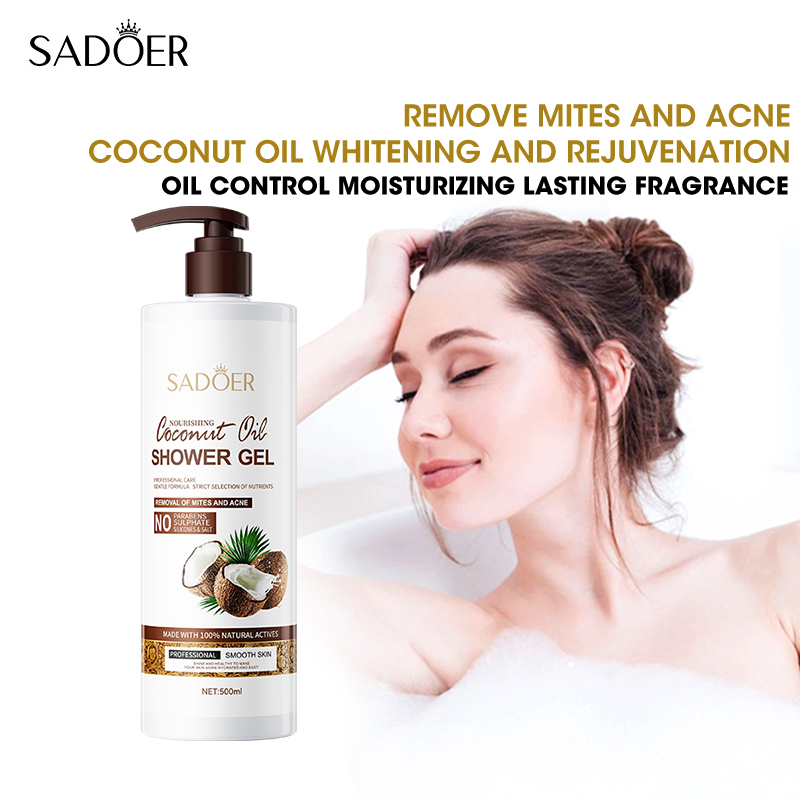 SADOER Coconut Oil Body Wash Whitening Oil Control Moisturizing Anti-Mite Acne Perfume Shower ...