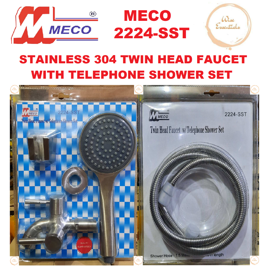 MECO Stainless Steel 304 Twin Head Faucet with Telephone Shower Set ...