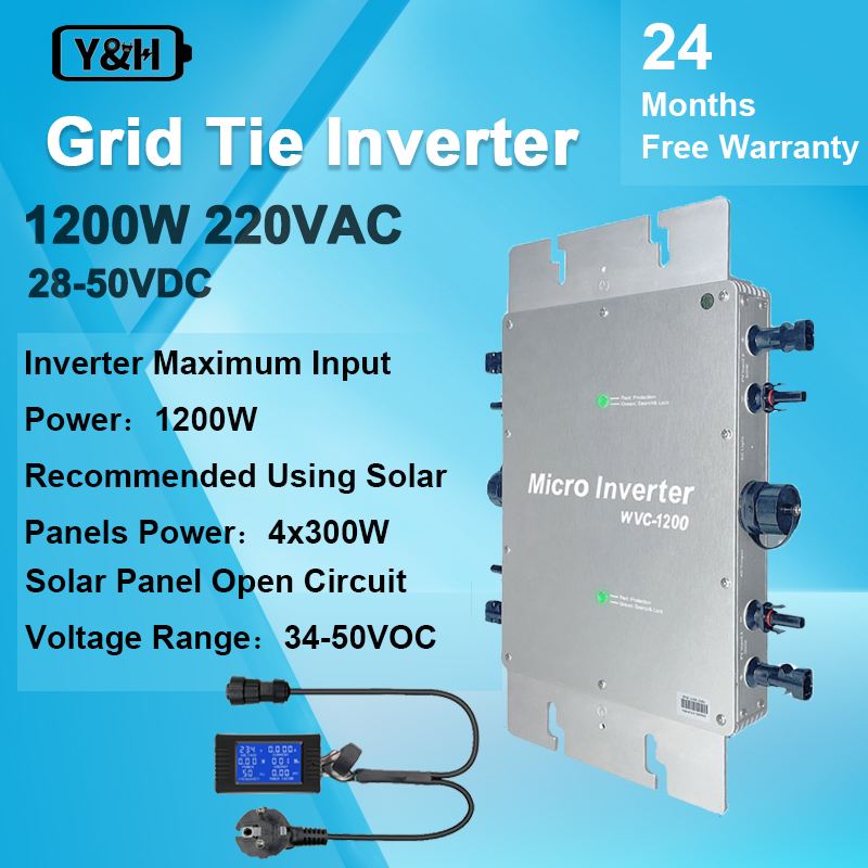 Y&H 1200W Solar Grid Tie Micro Inverter Waterproof IP65 MPPT DC28-50V ...