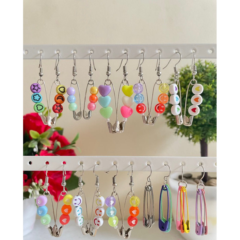 Colorful Heart and Circle Customized Safety Pin, Perdible Earrings ...