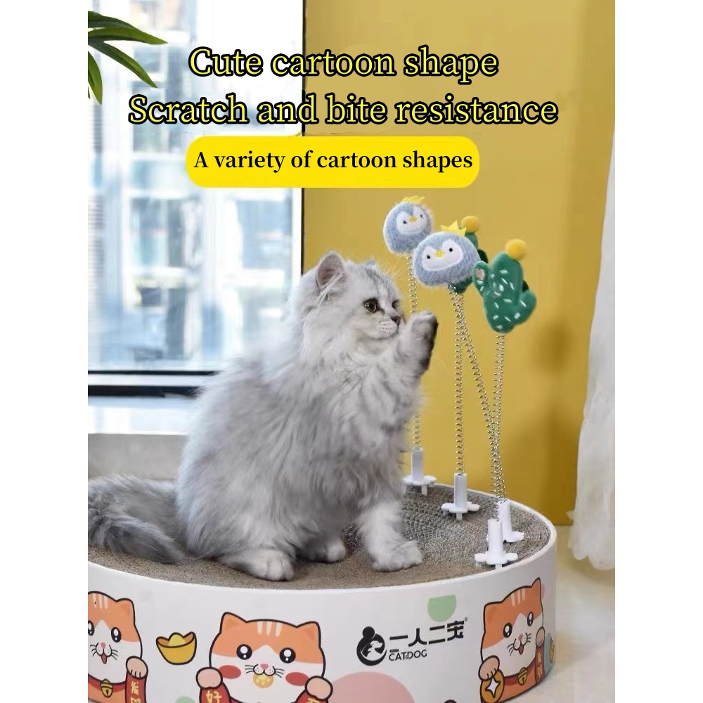 Spring Swing Fun Cat Toys Cat Scratch Board Toys Corrugated Board Accessories Cat Sticks ...