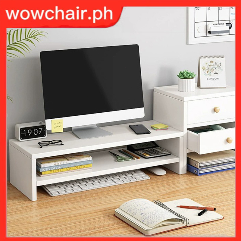 1/2 Tier Monitor Stand Computer Screen Increased Shelf Wooden Desktop ...