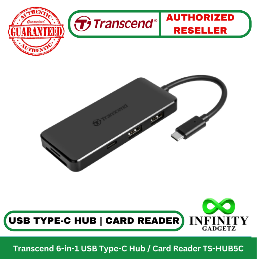 Transcend 6-in-1 USB Type-C Hub / Card Reader SD Card and Micro SD ...