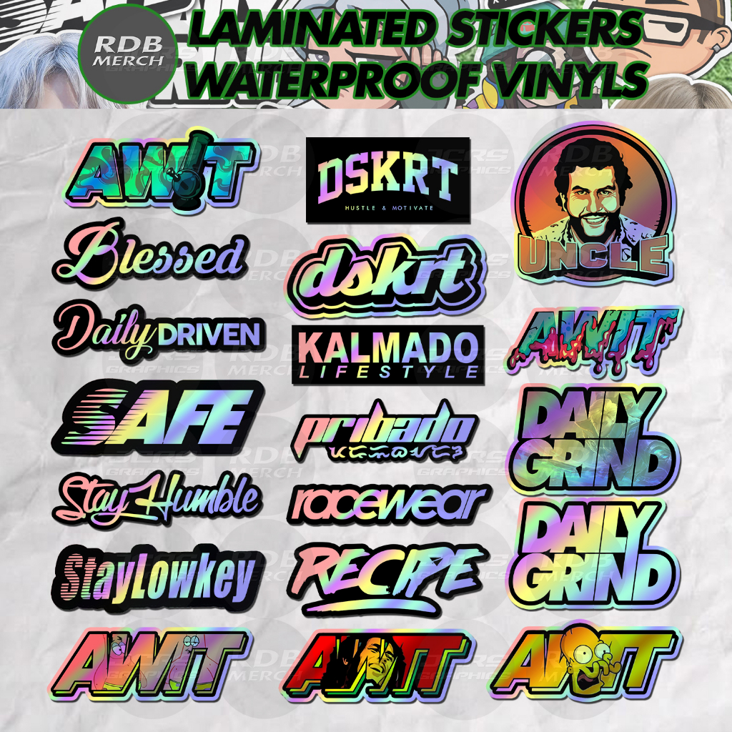 Safe Recipe Pribado Kalmado DSKRT Uncle Set Laminated Sticker Decal ...