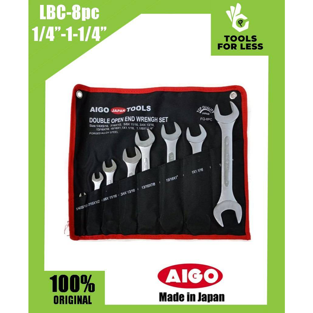 Aigo 8pc. Double Open End Wrench 1/4" to 1-1/4" LBC-8pcs Made in Japan ...