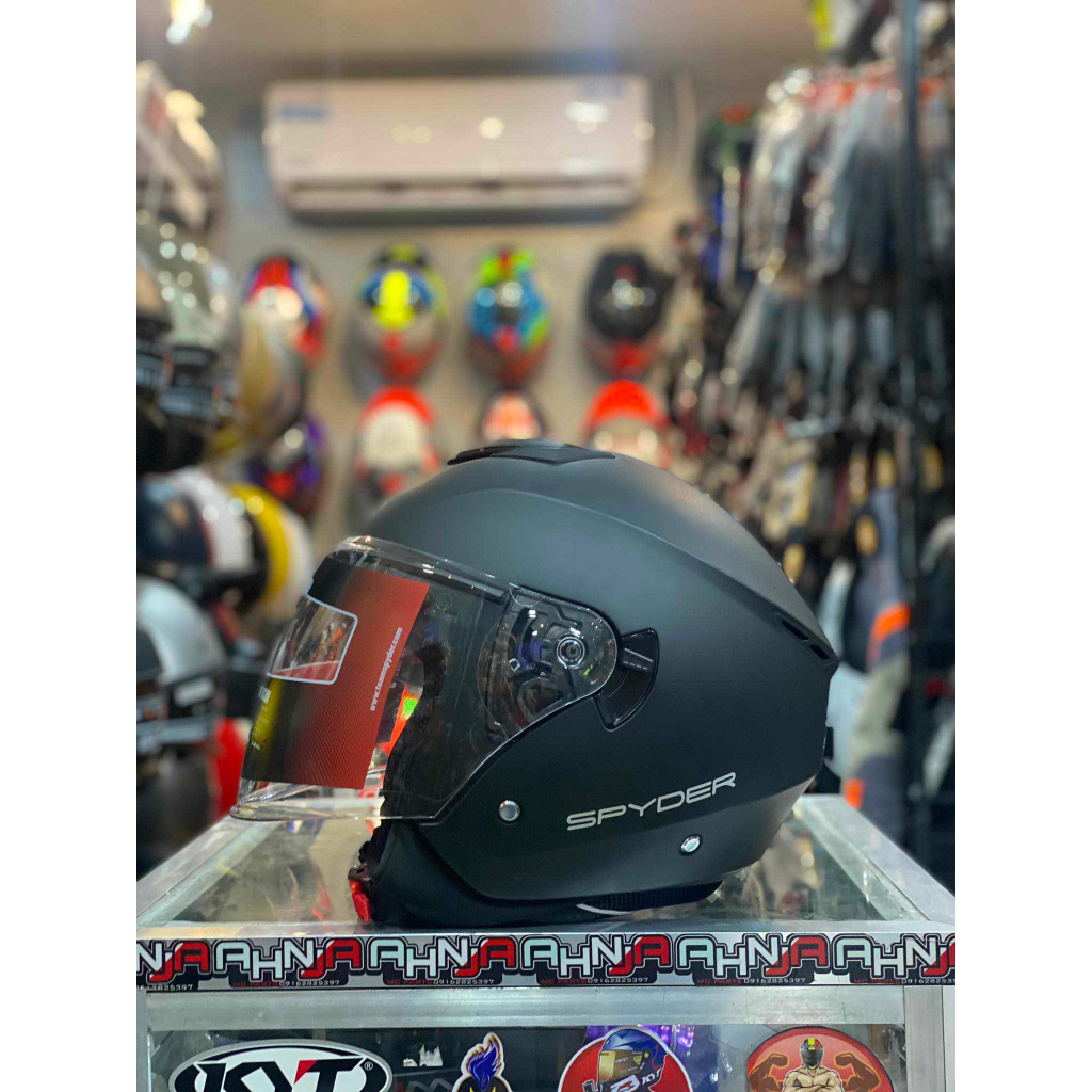 SPYDER ZYLON DUAL VISOR HALF FACE HELMET WITH FREE FLASH LENS | Shopee ...