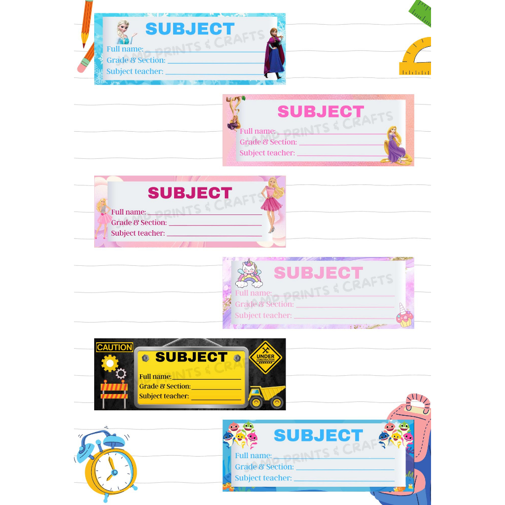 Subject labels for notebooks/books - 14pcs. sticker | Shopee Philippines