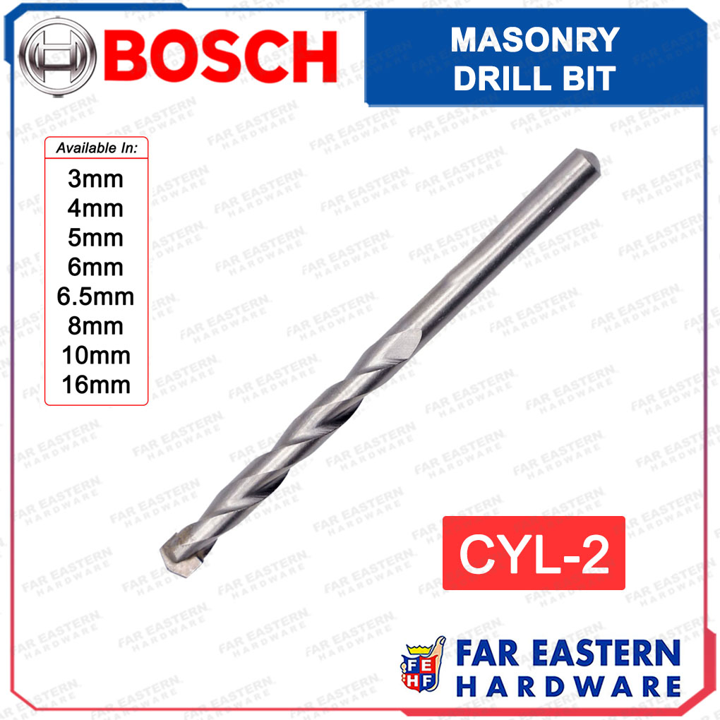BOSCH Masonry Drill Bit CYL-2 3mm | 4mm | 5mm | | 6mm | 6.5mm | 8mm ...