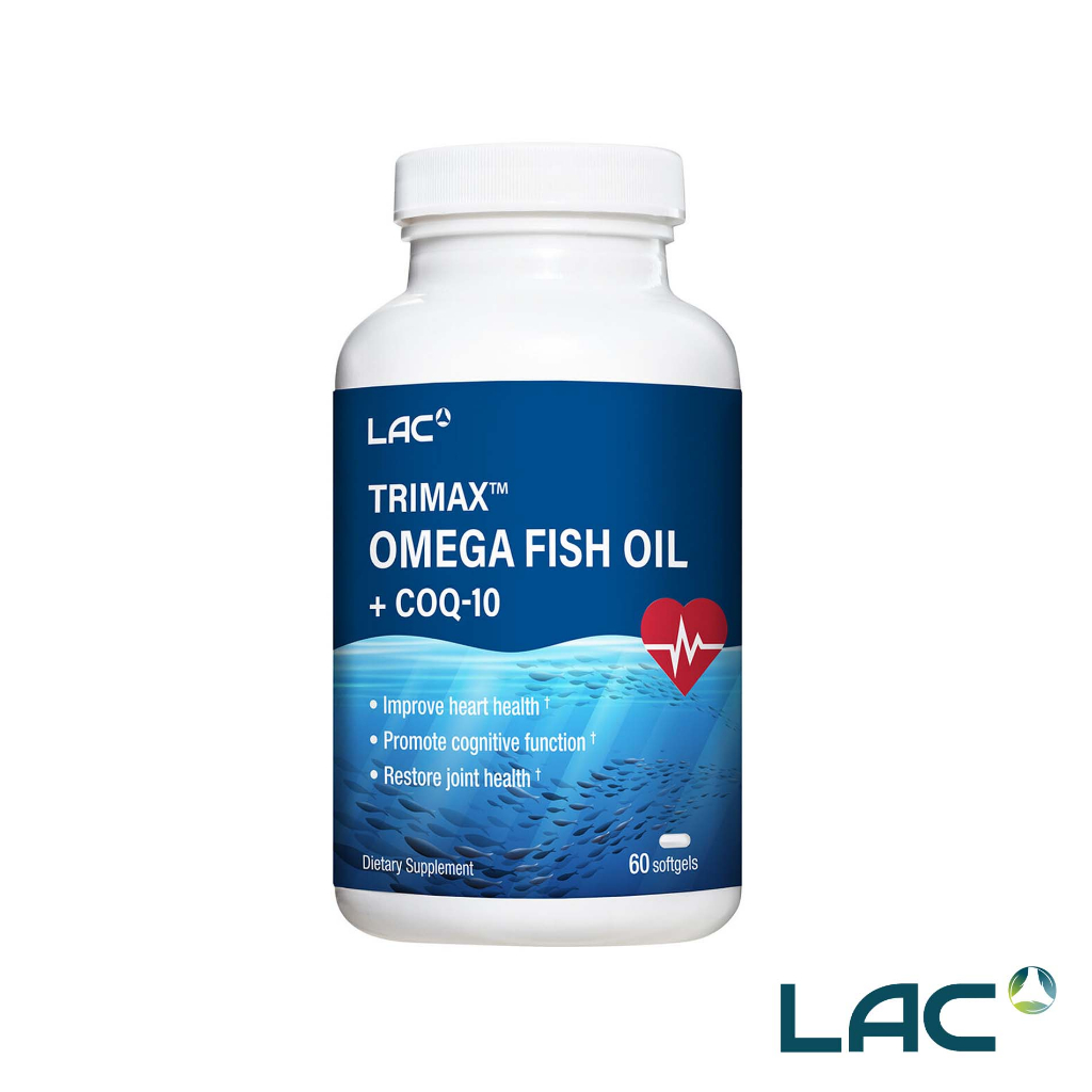 LAC Trimax Omega Fish Oil + COQ-10 EC 60SG (Consume within May 2027 ...