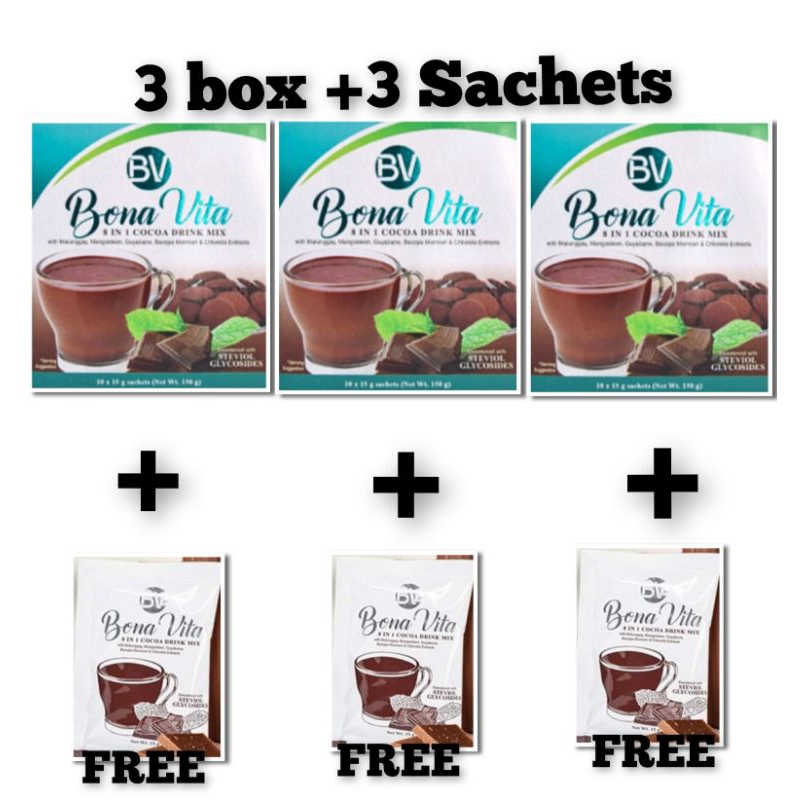 3 box 3 sachets Bona Vita choco 8 in 1 choco drink mix healthy drinks ...
